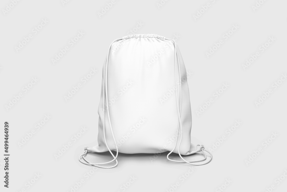 Drawstring bag, backpack or pouch isolated on white background. 3D ...