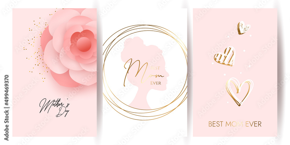 Happy mother's day layout design with roses, lettering, ribbon, frame ...