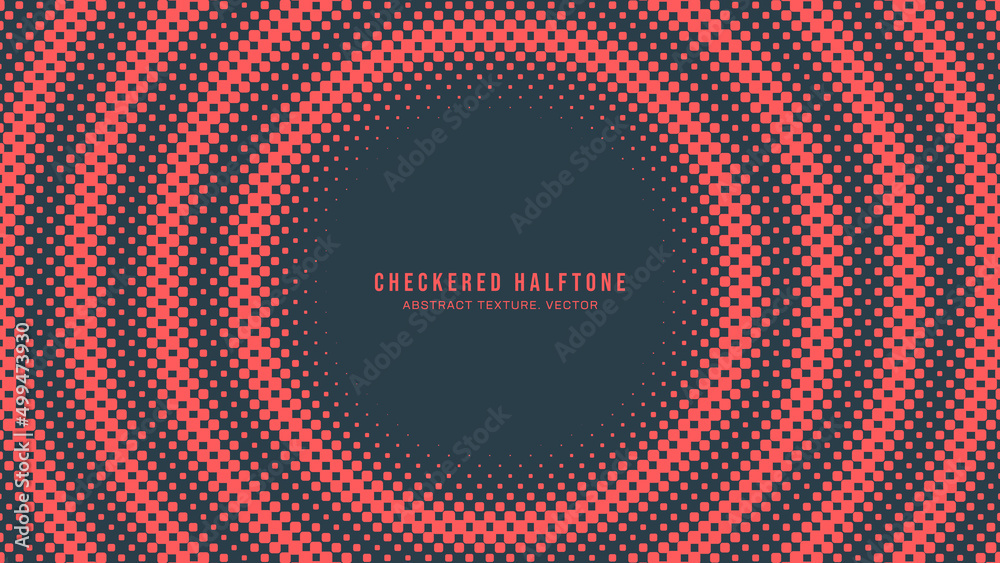 Vector Halftone Checkered Pattern Round Frame Modern Striped Circular ...