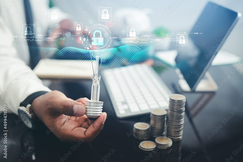 High technology security protection concept. Two-step verification ...