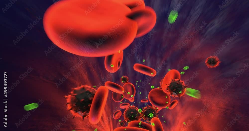 Covid-19 Virus Infected Human Body. Viruses Flowing. Pandemic Disease ...