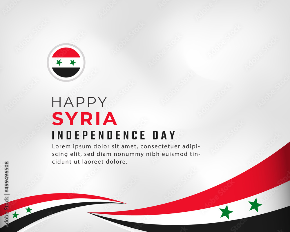 Happy Syria Independence Day April 17th Celebration Vector Design ...