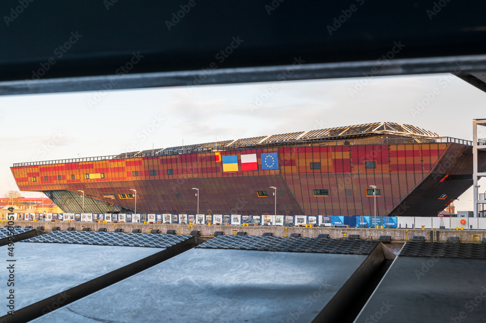 April 2022. The Hull-like steel building of The Marine Science Centre ...