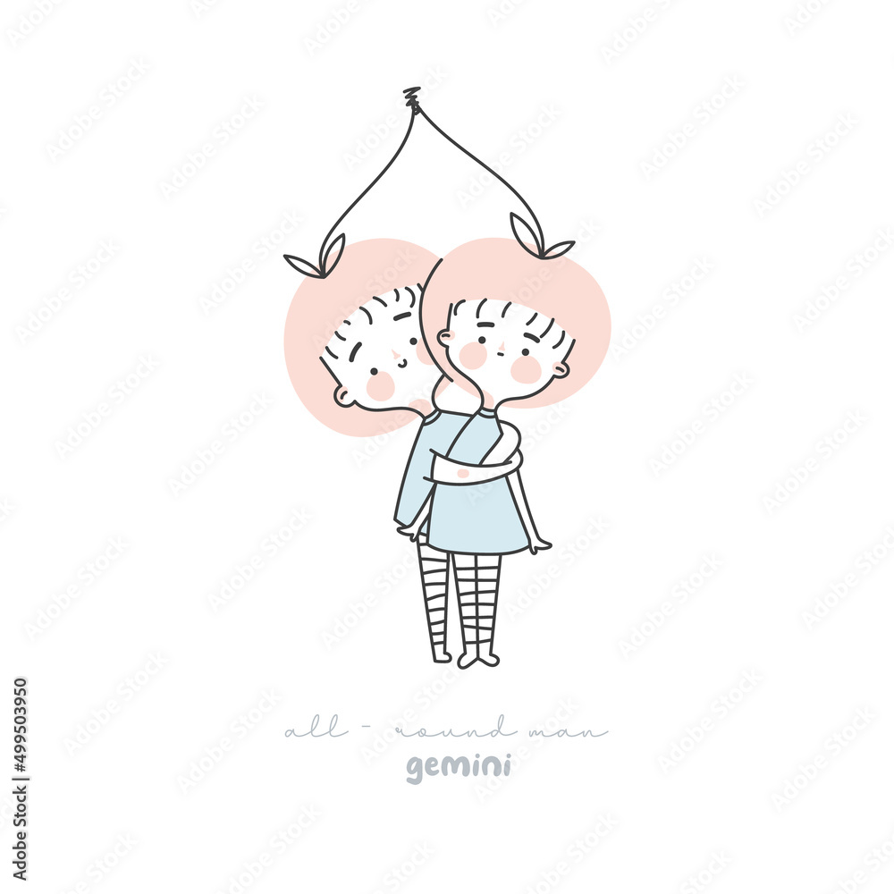 Gemini zodiac sign illustration. Astrological horoscope symbol ...
