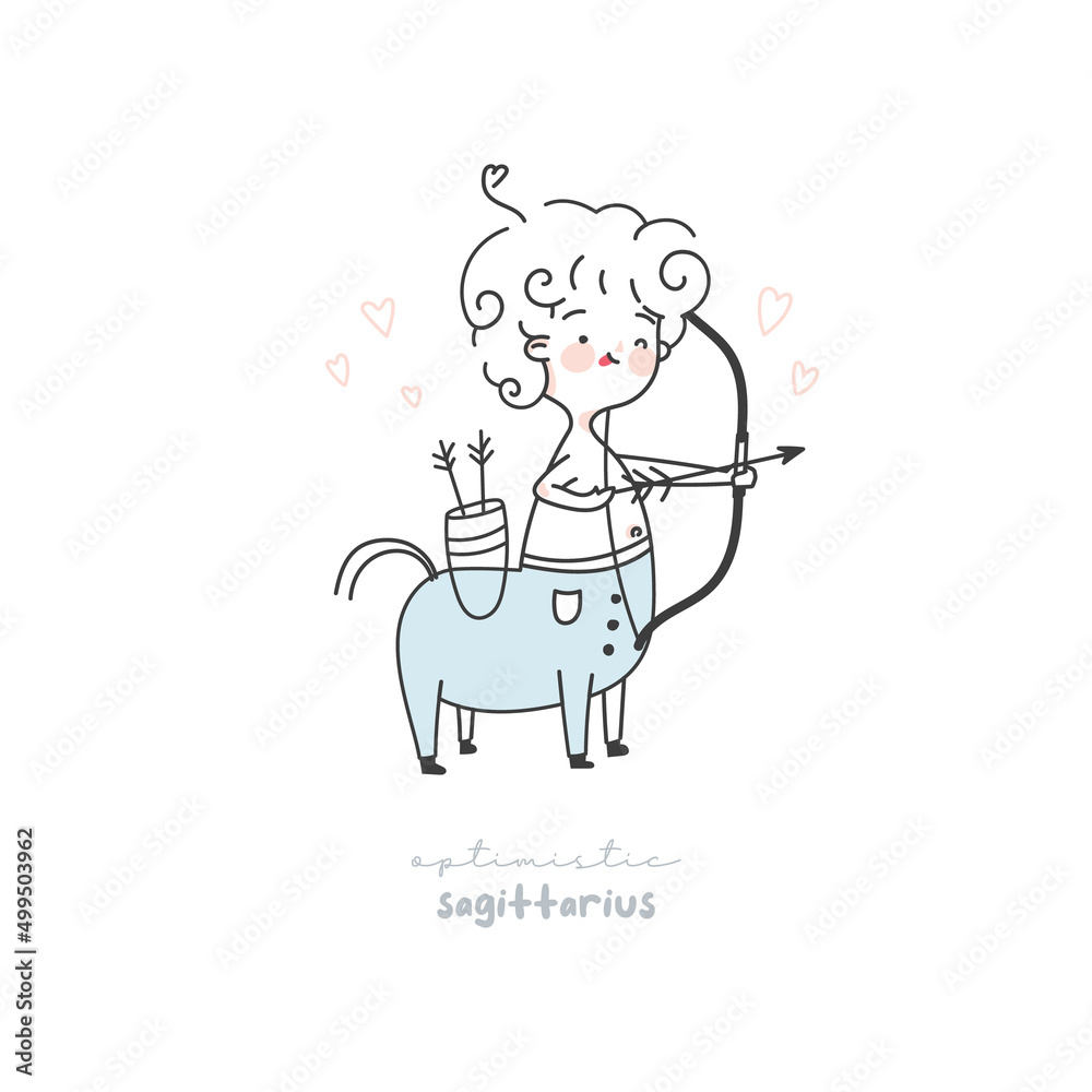 Zodiac sign Sagittarius illustration. Astrological horoscope symbol ...