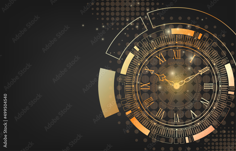 Vector golden luxury analog clock background Stock Vector | Adobe Stock