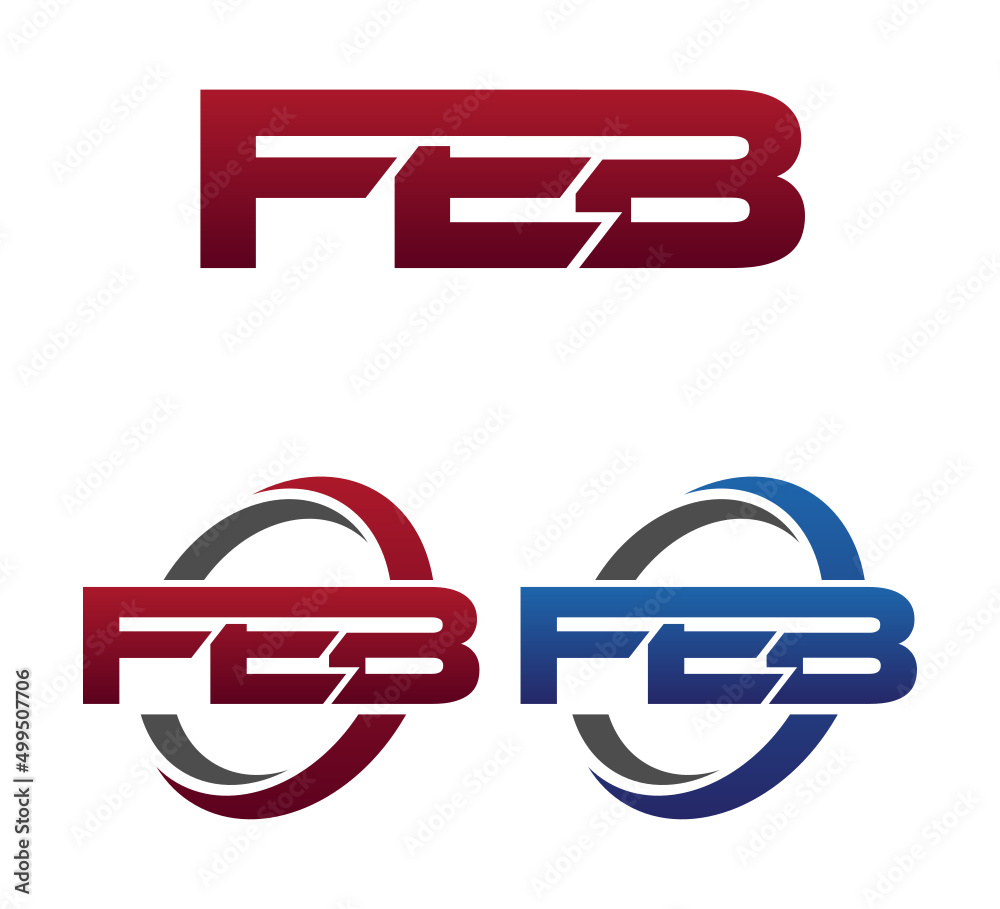 Vector Modern 3 Letters Initial logo Vector Swoosh Red Blue FEB Stock ...