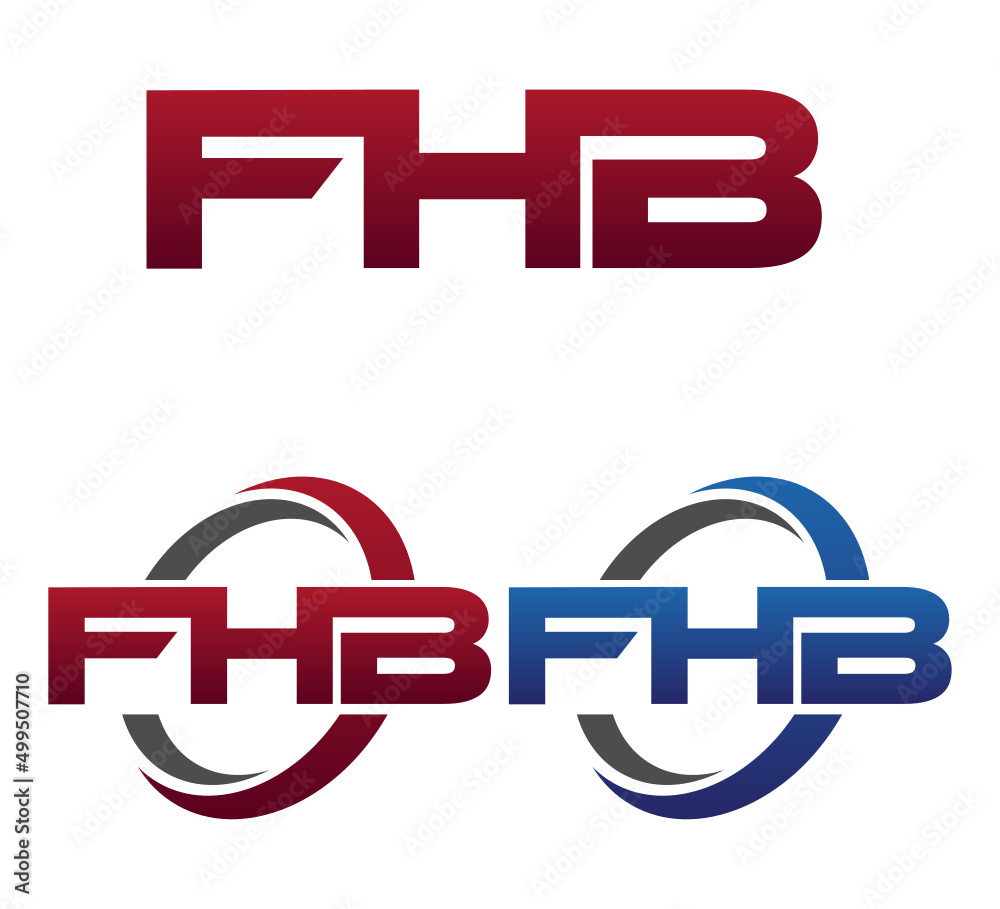 Vector Modern 3 Letters Initial logo Vector Swoosh Red Blue FHB Stock ...