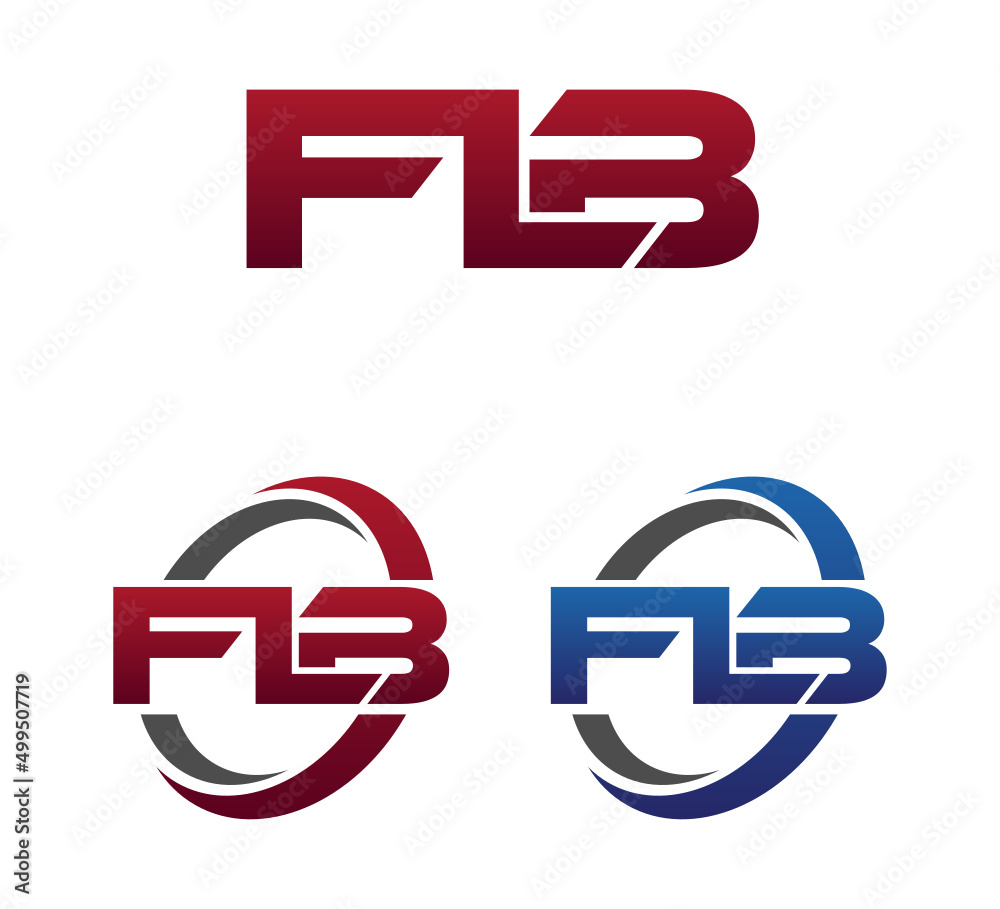 Vector Modern 3 Letters Initial logo Vector Swoosh Red Blue FLB Stock ...