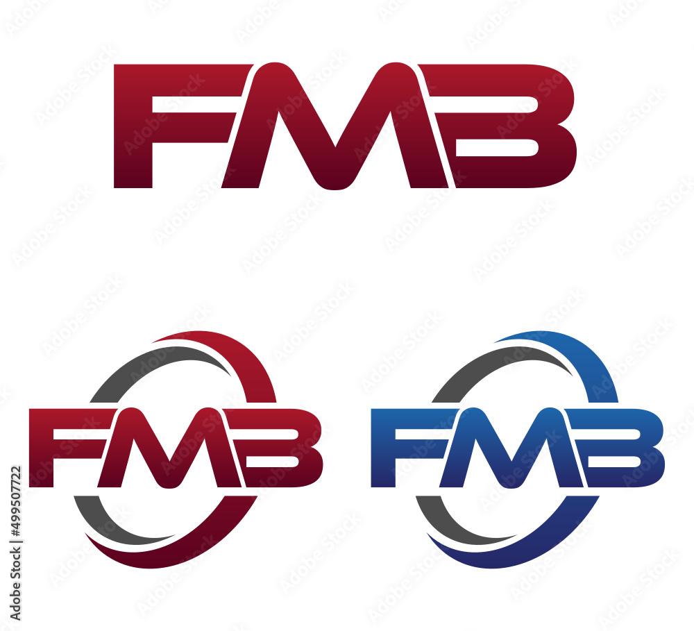 Vector Modern 3 Letters Initial logo Vector Swoosh Red Blue FMB Stock ...