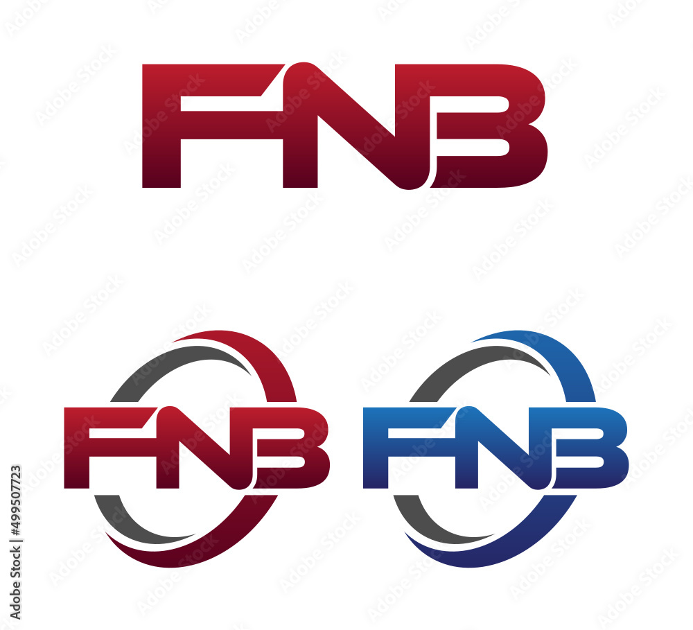 Vector Modern 3 Letters Initial logo Vector Swoosh Red Blue FNB Stock ...