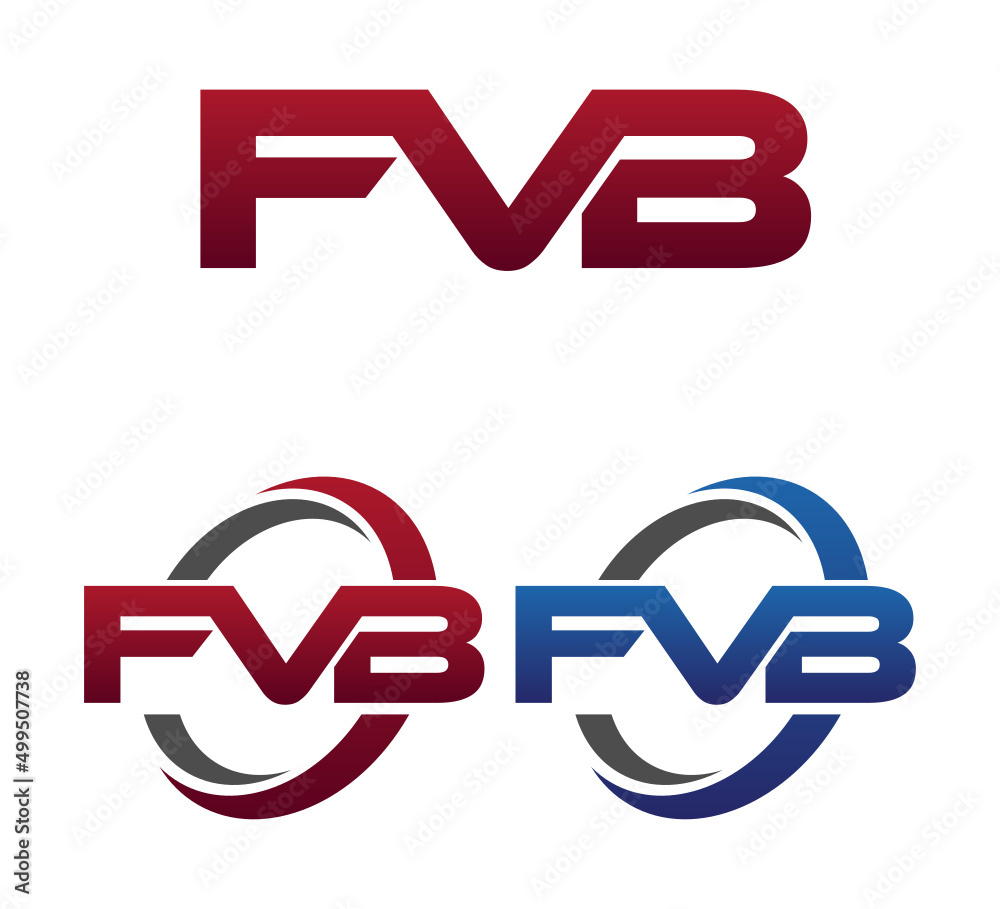 Vector Modern 3 Letters Initial logo Vector Swoosh Red Blue FVB Stock ...