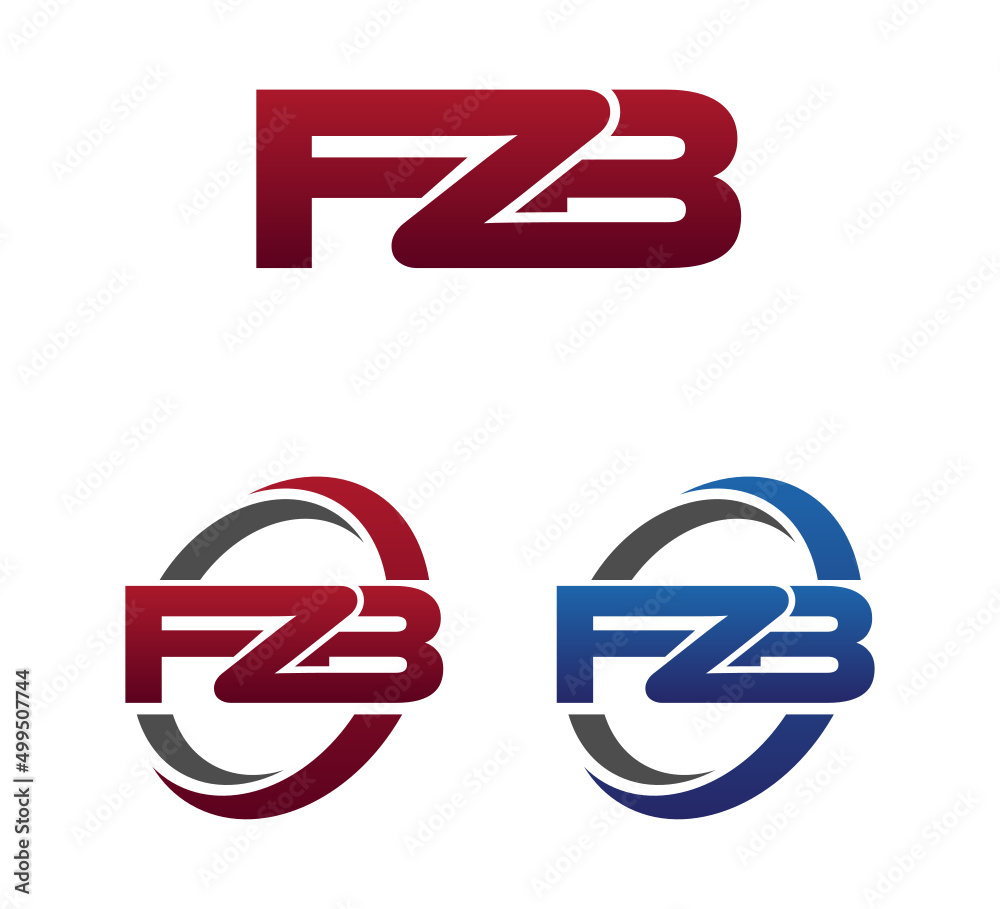 Vector Modern 3 Letters Initial logo Vector Swoosh Red Blue FZB Stock ...