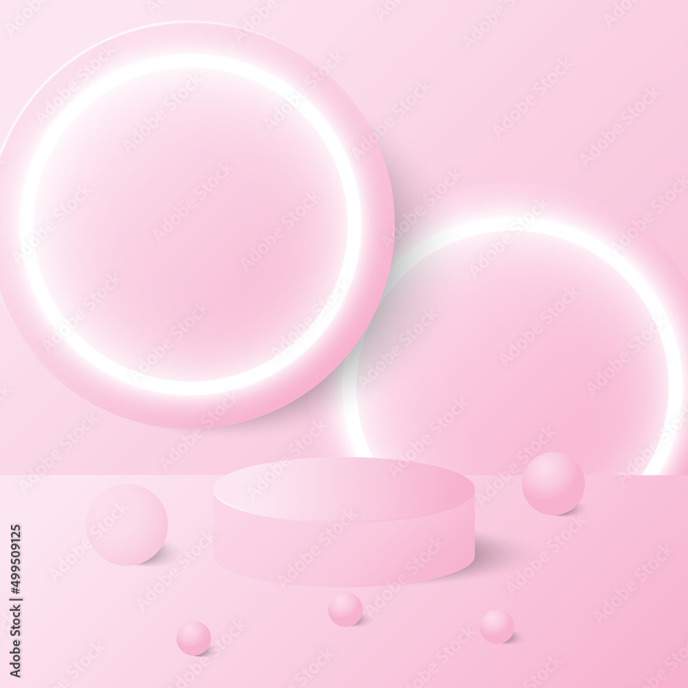 Cylinder pink color background minimal scene with light on stand ...