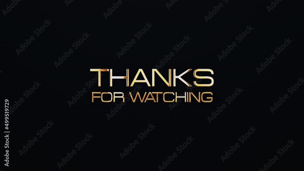 Thanks for Watching text word gold light animation loop with glitch ...
