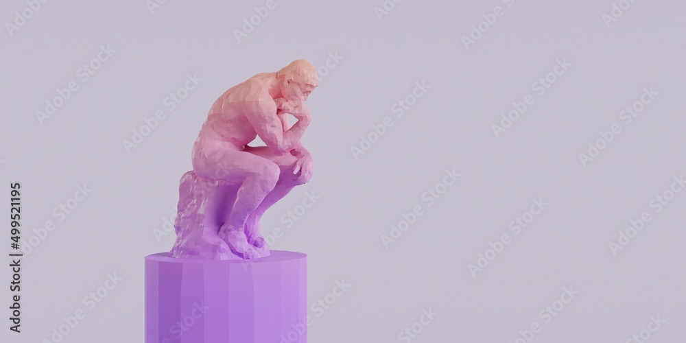 Gradient Color Thinking Man Statue 3d Render Stock Illustration | Adobe ...