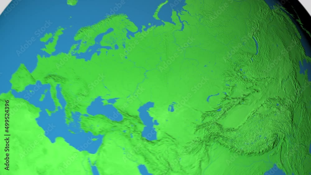Seamless looping animation of the earth zooming in to the 3d map of ...