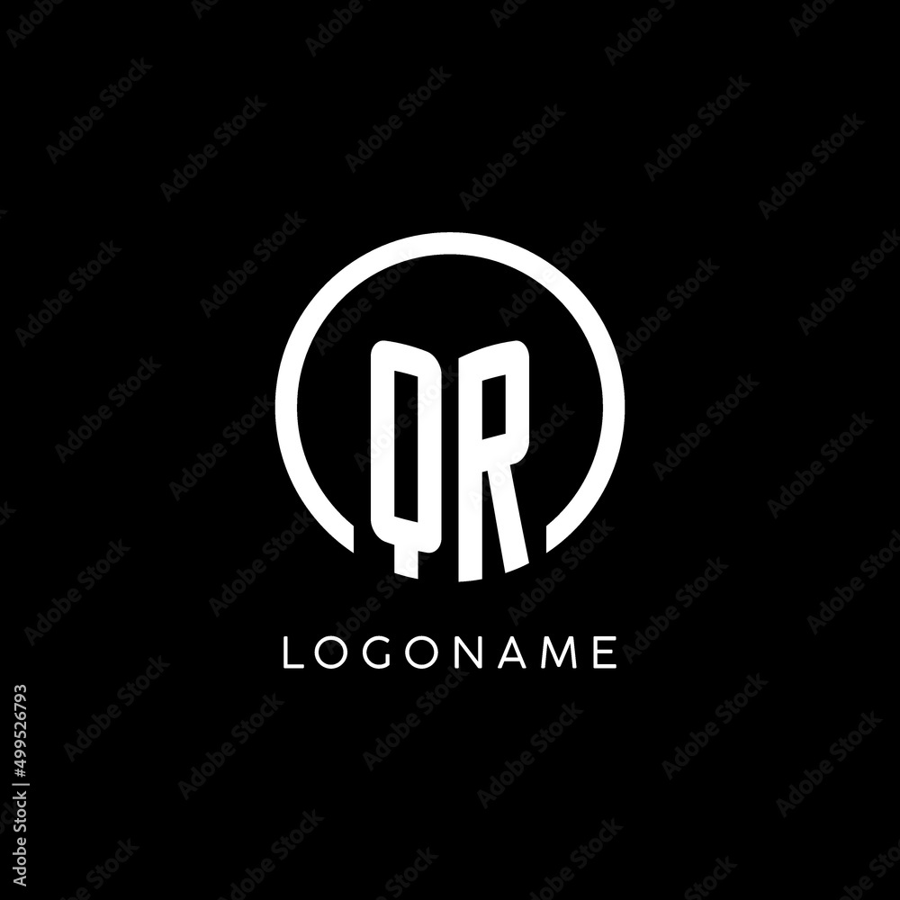 Initial letter QR uppercase combined with circle outline, Modern ...