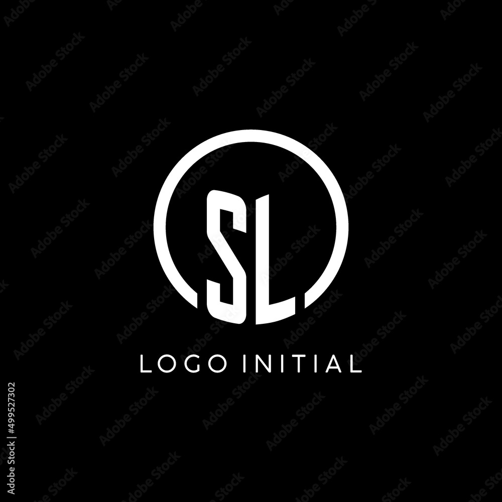 Initial letter SL uppercase combined with circle outline, Modern ...