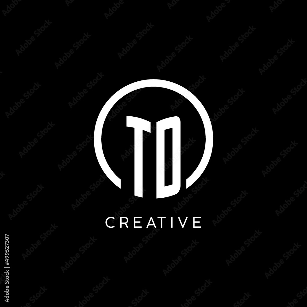 Initial letter TD uppercase combined with circle outline, Modern ...