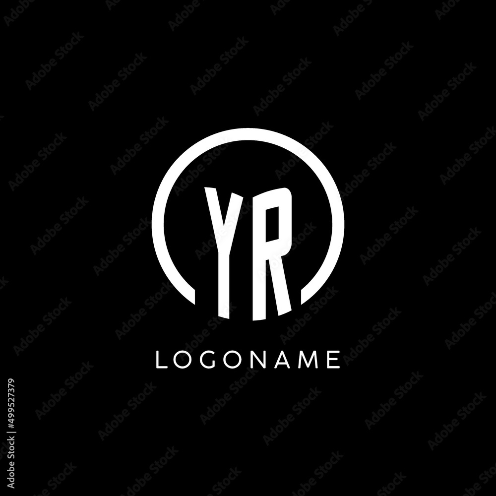Initial letter YR uppercase combined with circle outline, Modern ...