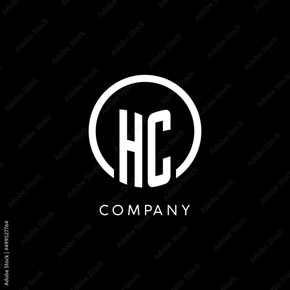 Initial letter HC uppercase combined with circle outline, Modern ...
