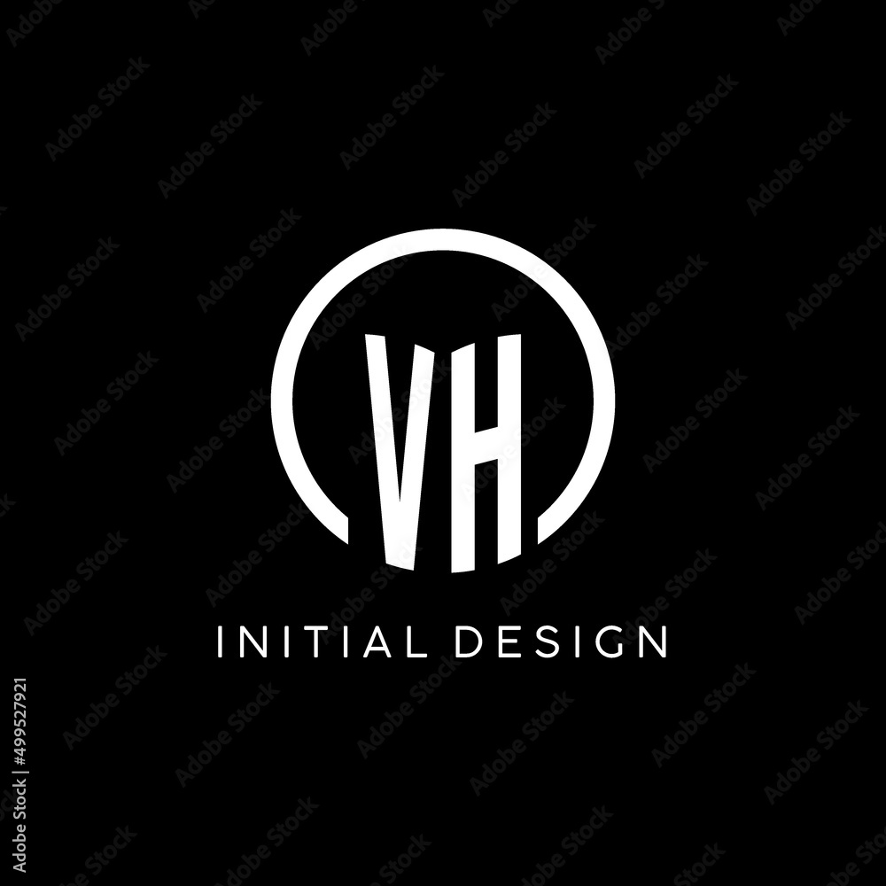 Initial letter VH uppercase combined with circle outline, Modern ...