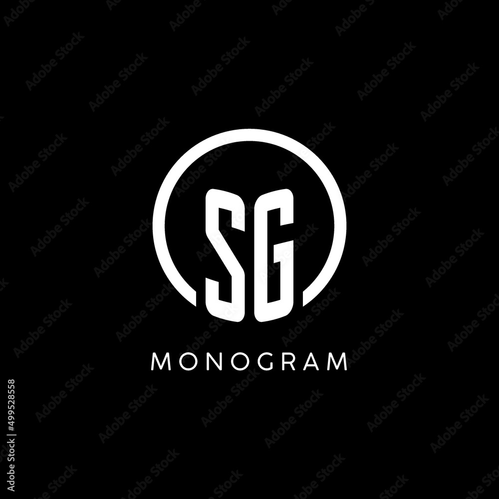 Initial letter SG uppercase combined with circle outline, Modern ...