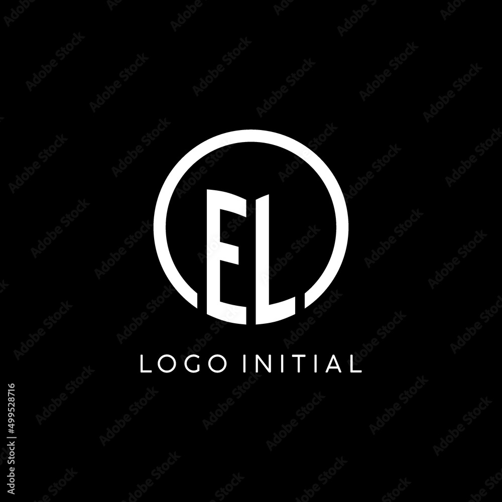 Initial letter EL uppercase combined with circle outline, Modern ...