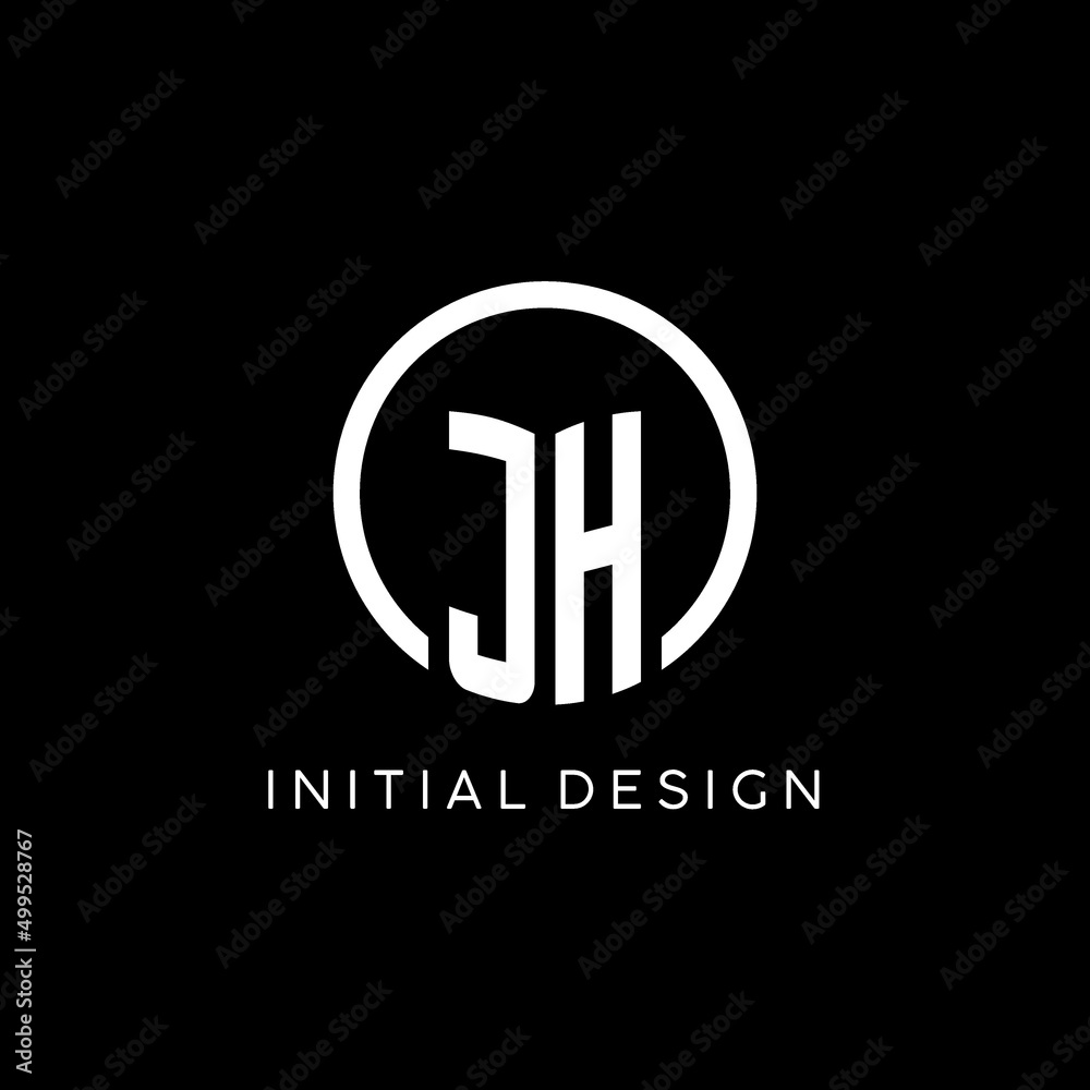 Initial letter JH uppercase combined with circle outline, Modern ...