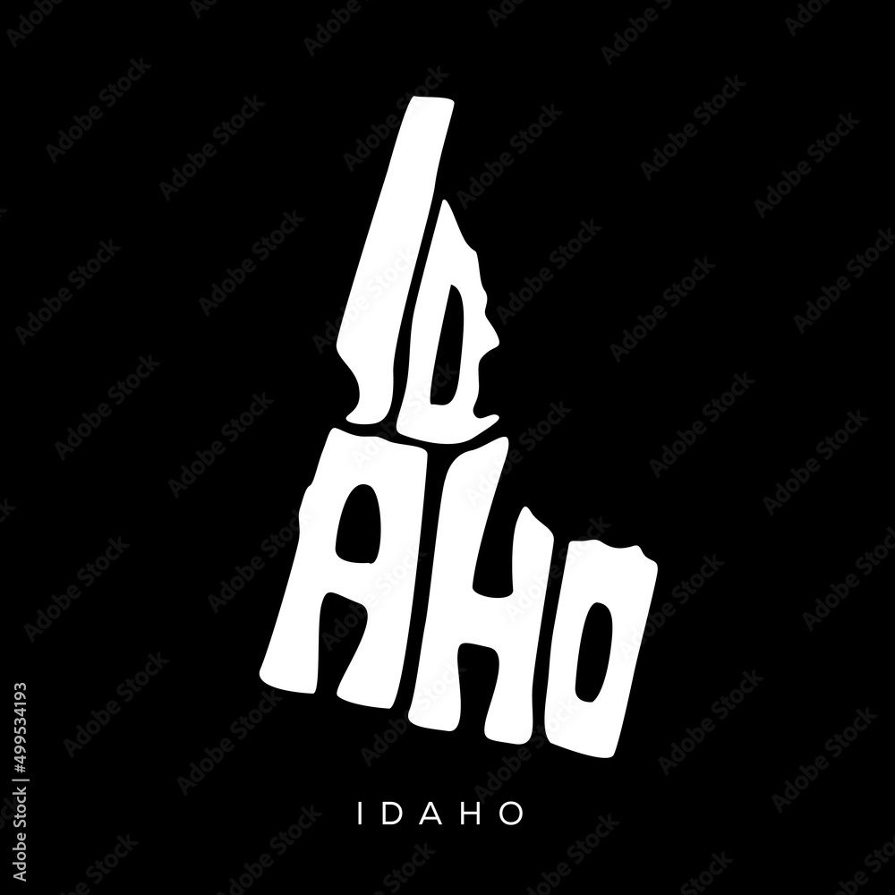 Idaho state map typography. Idaho map typography. Idaho lettering ...