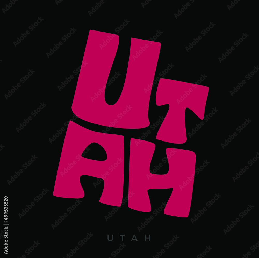 UTAH map typography. UTAH state map typography. UTAH lettering. Stock ...