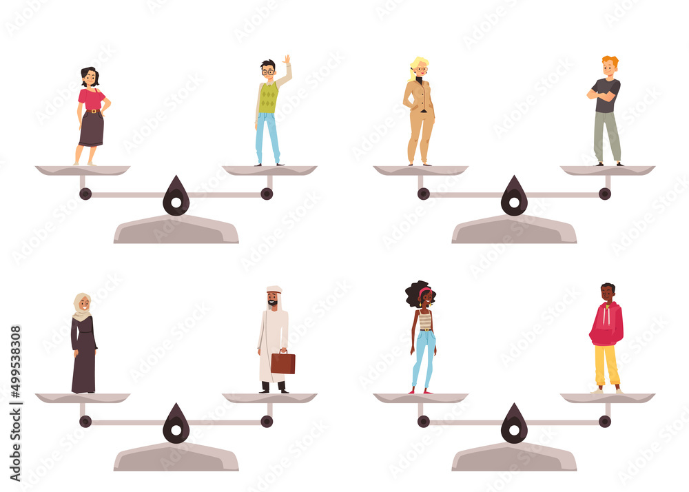 Equal rights, balance and gender equality for male and female persons ...