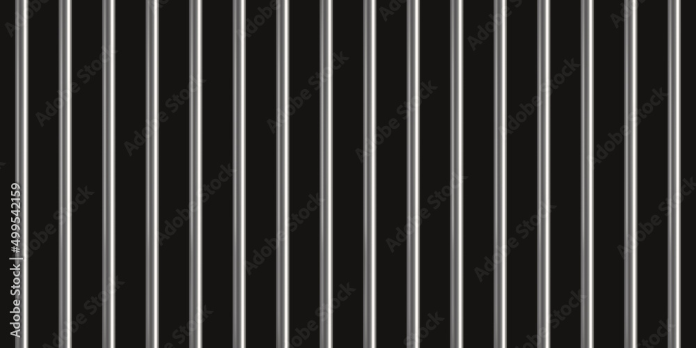 Realistic prison metal bars. Prison fence. Jail grates. Iron jail cage ...