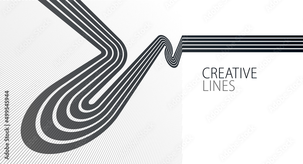 Future lines in 3D perspective vector abstract background, black and ...