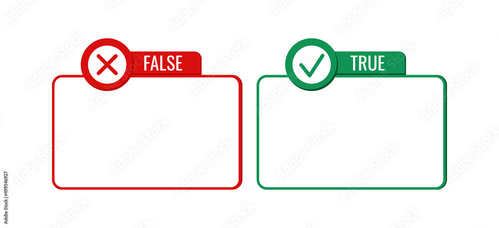 False and true check list vector set. True fact or myth fiction with ...