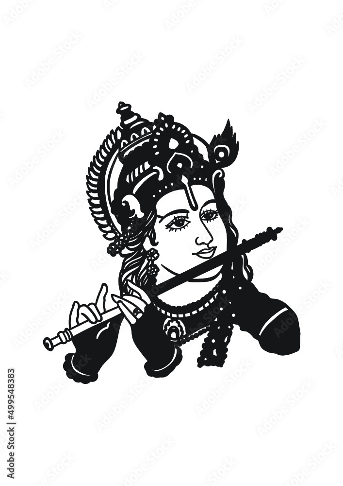 Shri Krishna vector art silhouette. Stock Vector | Adobe Stock