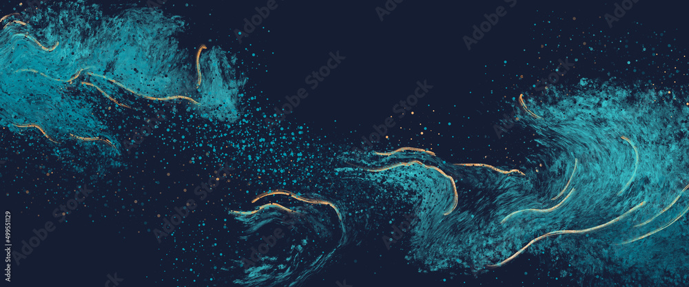 Blue, abstract, background, sea, horizontal banner. Stock Illustration ...