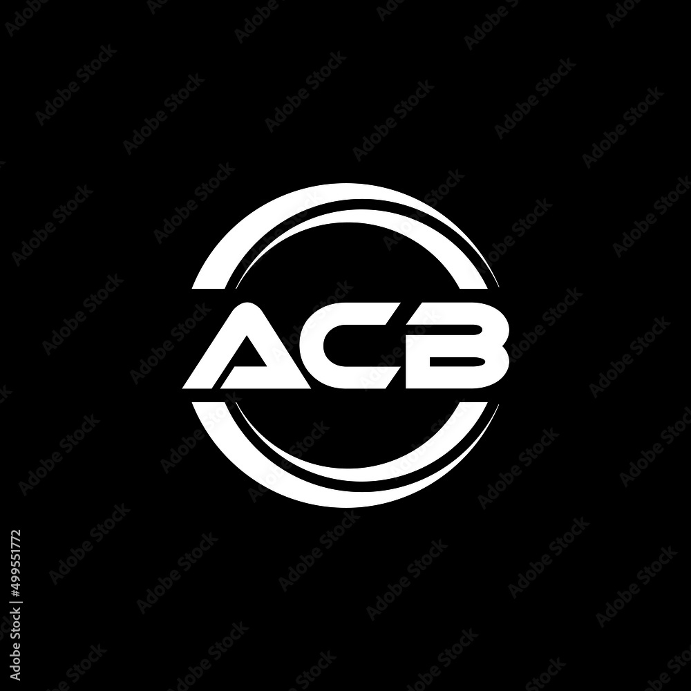 ACB letter logo design with black background in illustrator, vector ...