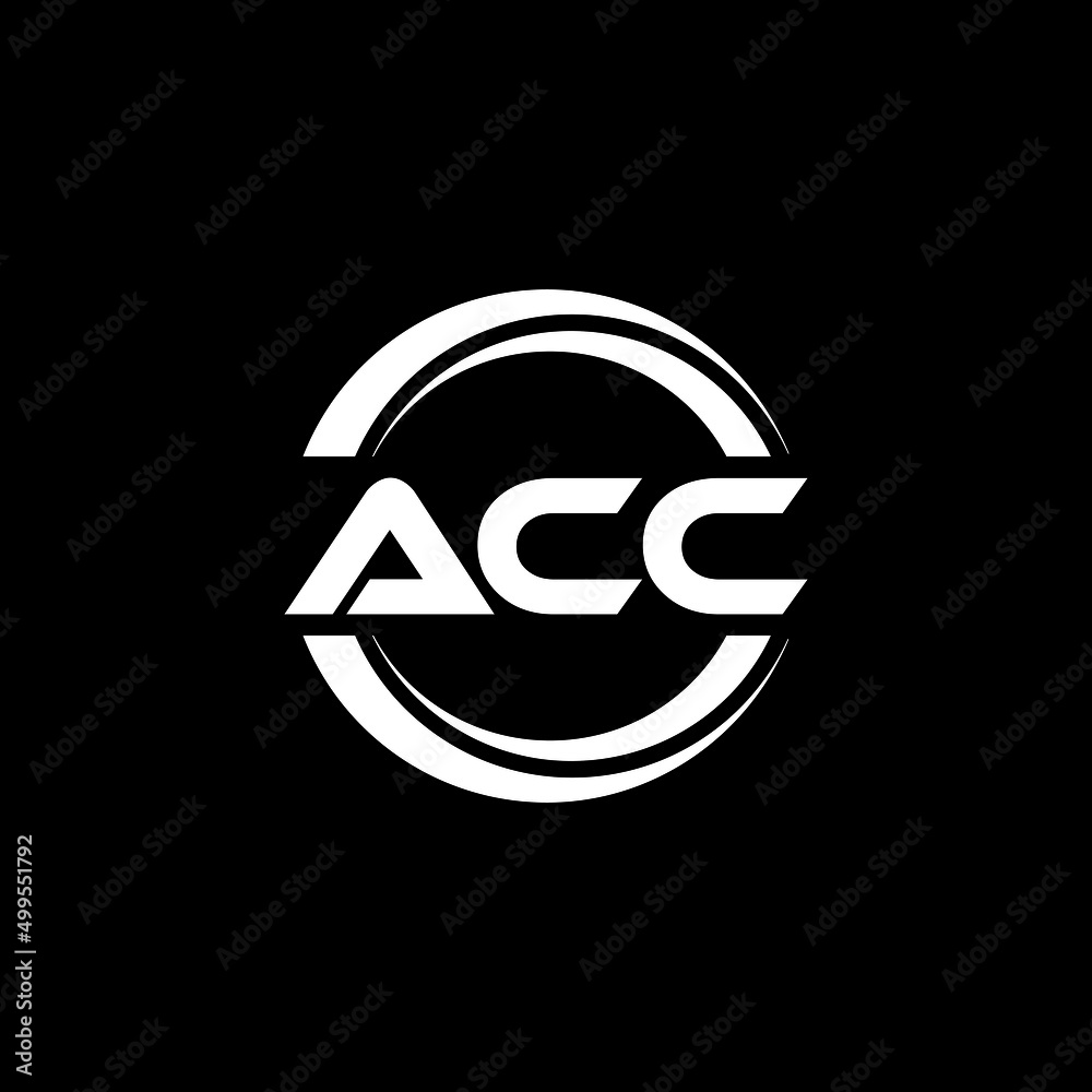 ACC letter logo design with black background in illustrator, vector ...