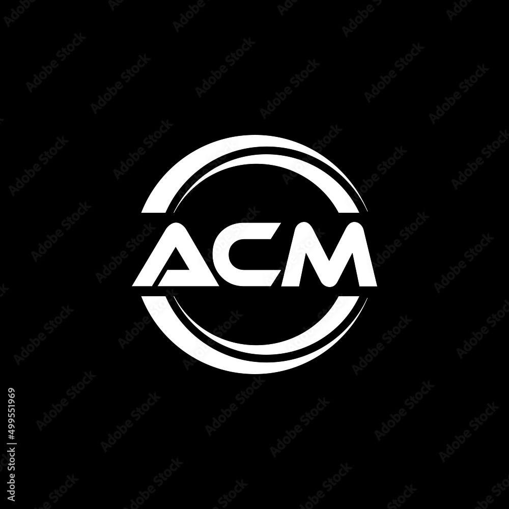 ACM letter logo design with black background in illustrator, vector ...