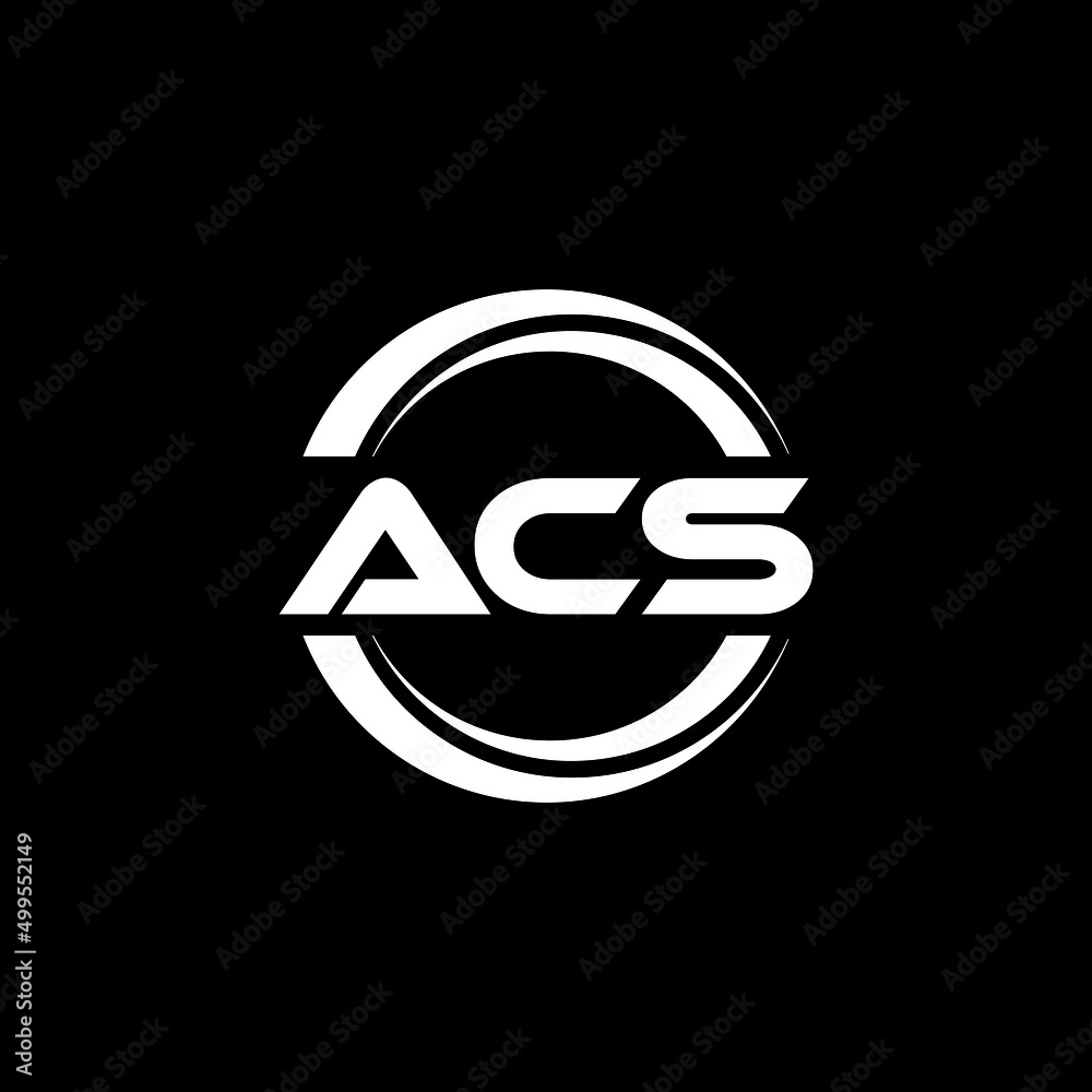 ACS letter logo design with black background in illustrator, vector ...