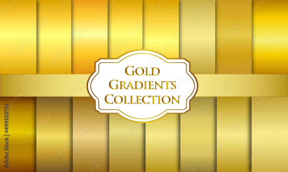 Vector set of gold gradients Stock Vector | Adobe Stock