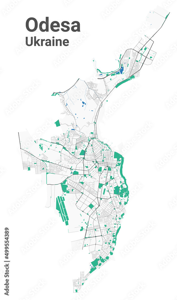 Odesa vector map. Detailed map of Odessa city administrative area ...