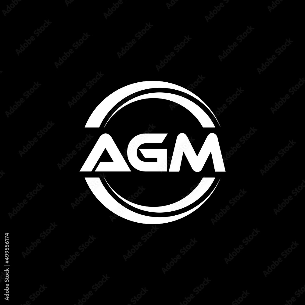 AGM letter logo design with black background in illustrator, vector ...