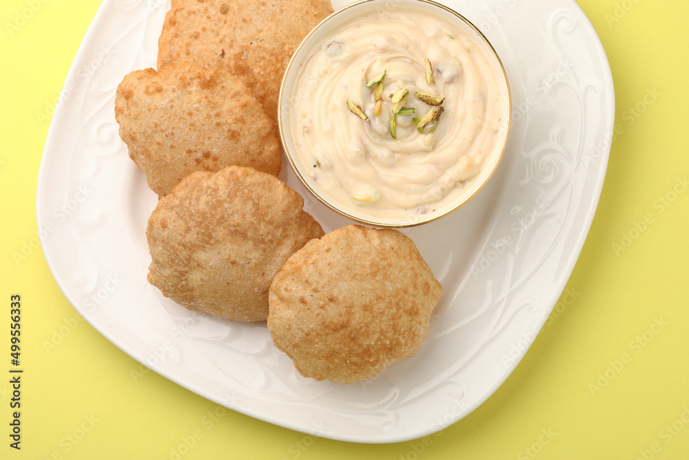 Shrikhand & Puri, Shrikhand is an Indian sweet dish made of strained ...