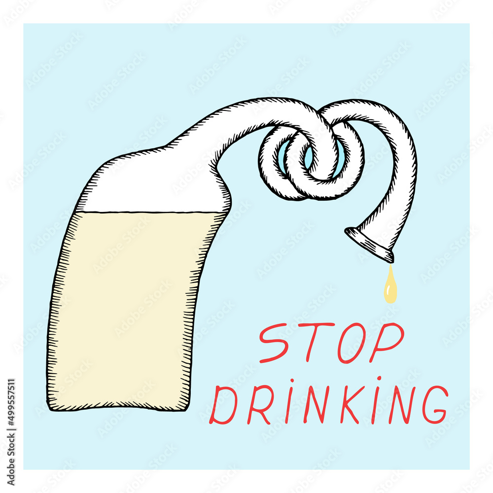 A bottle of alcohol with a knotted neck of the bottle. At the bottom of ...