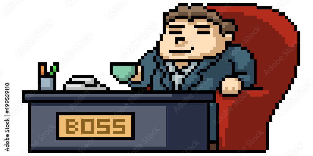 pixel art boss office desk Stock Vector | Adobe Stock