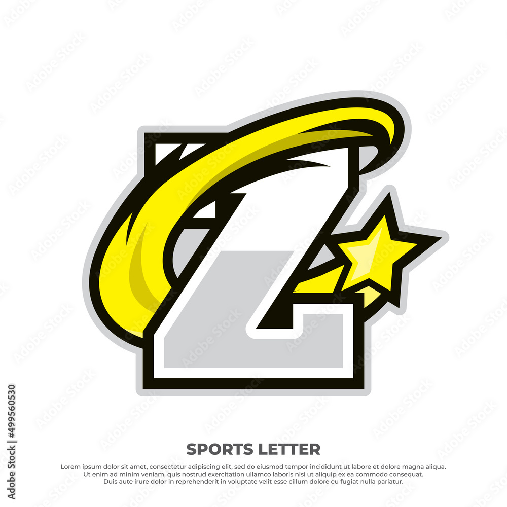 Initial Z letter sport design concept with swosh star isolated on white ...