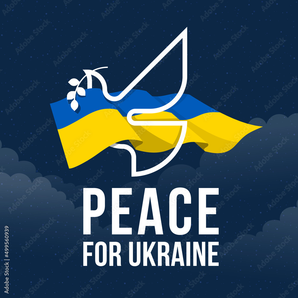 peace for ukraine - waving ukraine national flag with white line on ...